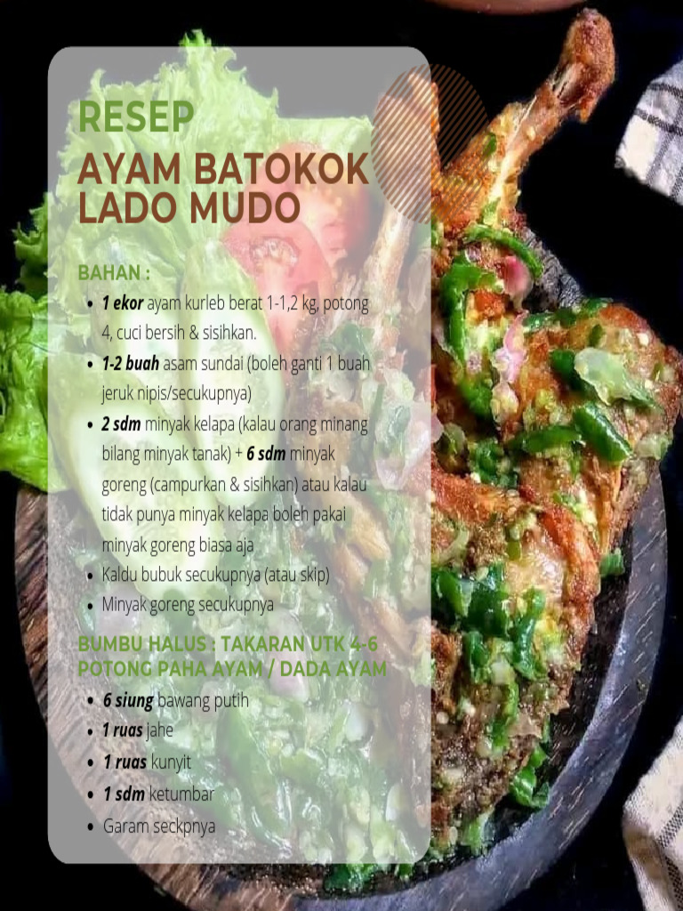 Resep Ayam Batokok Lado Mudo | PDF