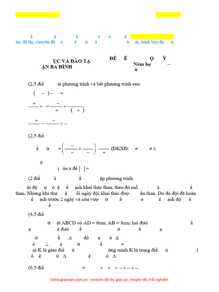 Bo de Thi Toan Lop 8 Hoc Ki 2 | PDF