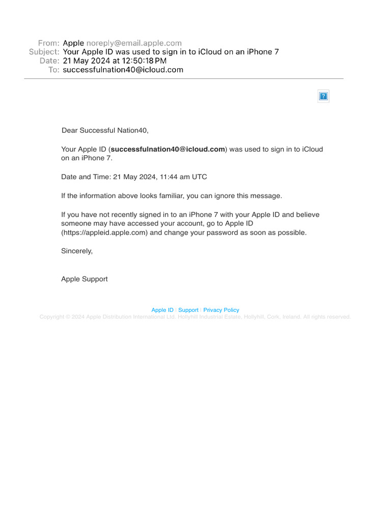 Apple ID Sign-In Alert for iPhone 7 | PDF