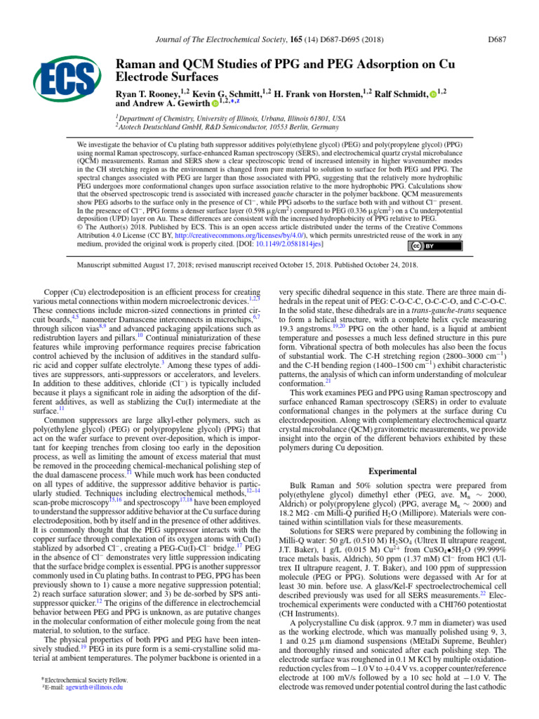 Raman and QCM Studies of PPG and PEG Adsorption On | PDF | Raman ...