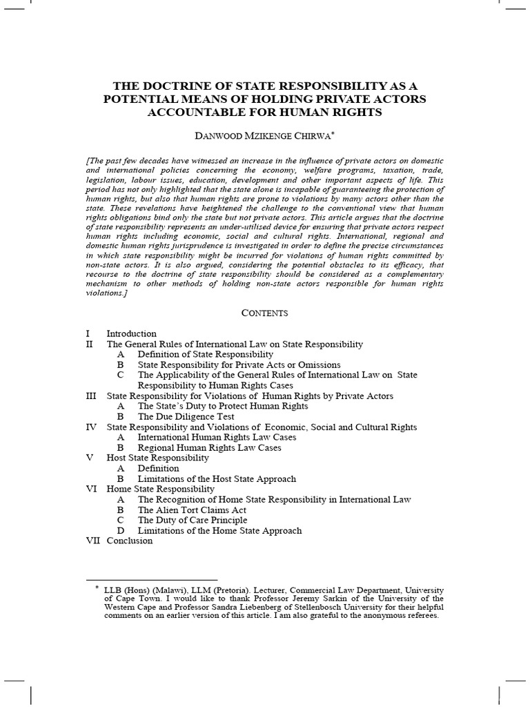 The Doctrine of State Responsibility As A Potential Means of ...