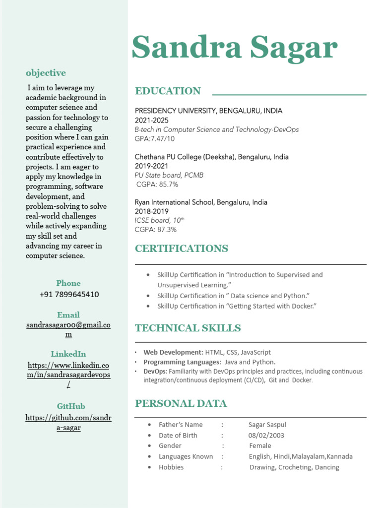 Sandra Resume | PDF | Selenium (Software) | Machine Learning