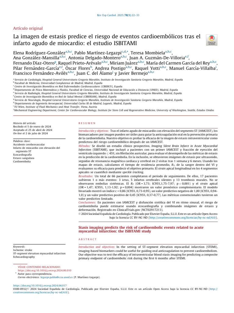 Estasis sanguínea y riesgo cardioembólico | PDF | Carrera | Isquemia