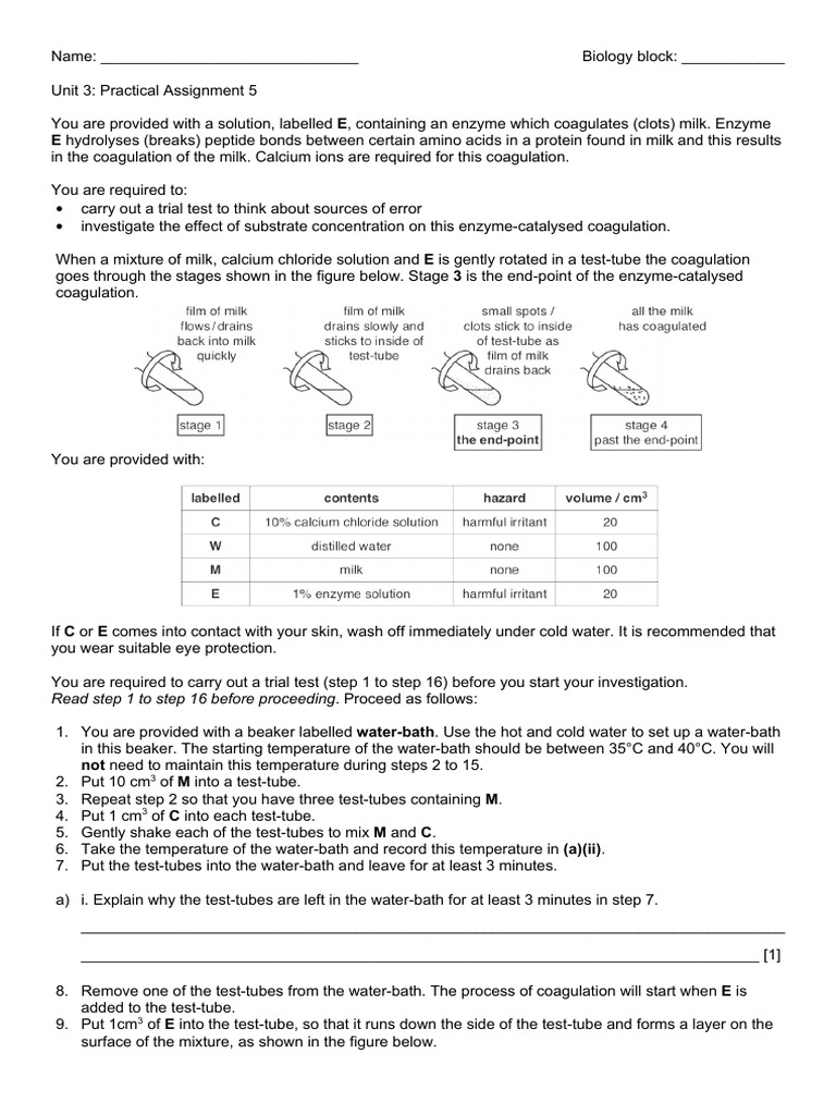 9700 Biology Practical Assignment 18 | PDF | Proteins | Enzyme
