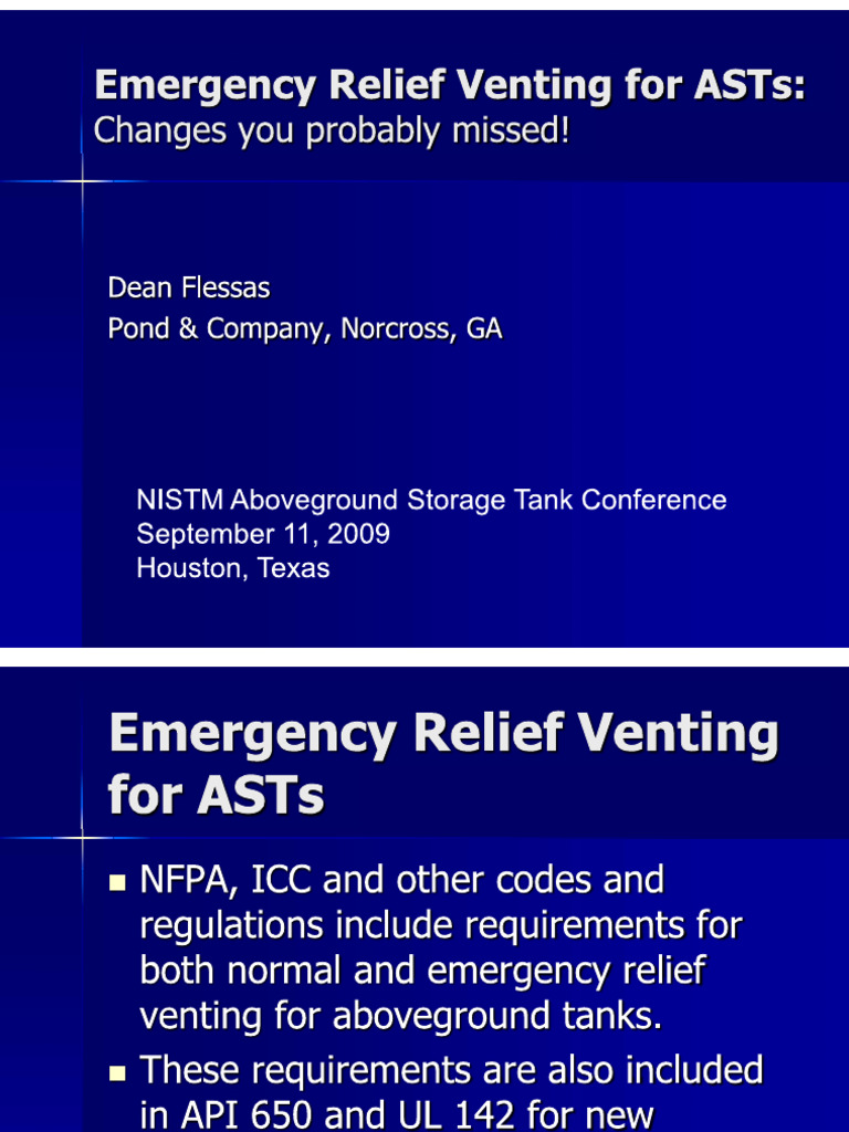 Emergency Relief Venting For ASTs - Flessas 2009 | PDF