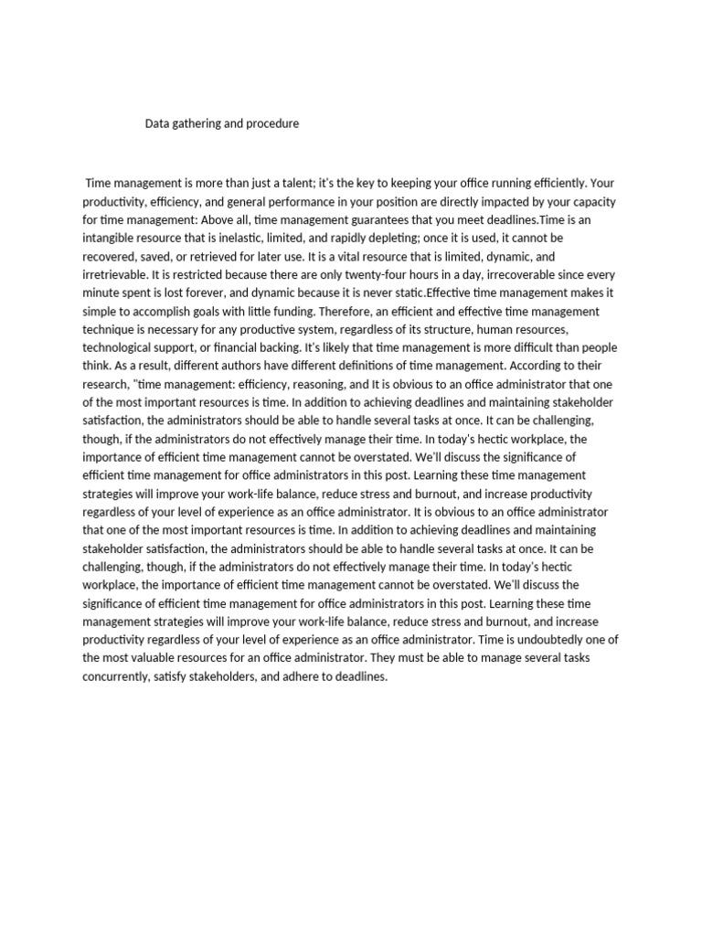 Data Gathering-WPS Office | PDF | Time Management | Professional Skills