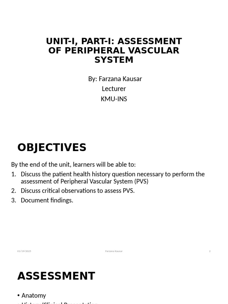 Peripheral Vascular System Assessment Guide | PDF | Pulse | Vein