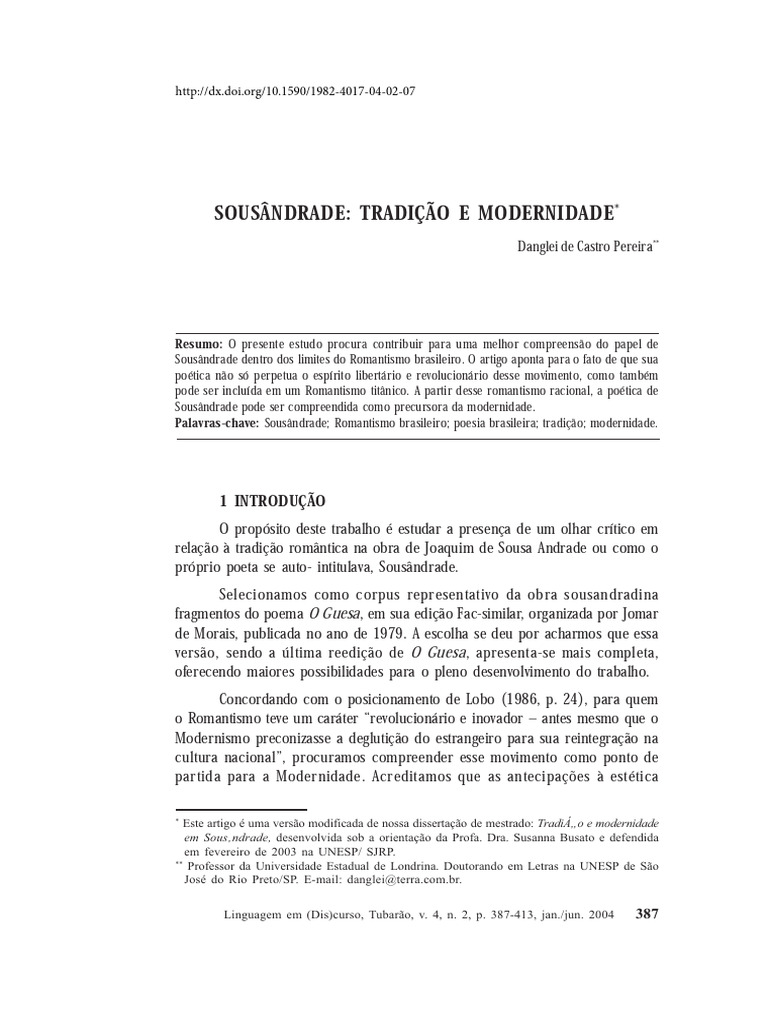 Sousândrade - Tradição e Modernidade | PDF | Romantismo | Poesia