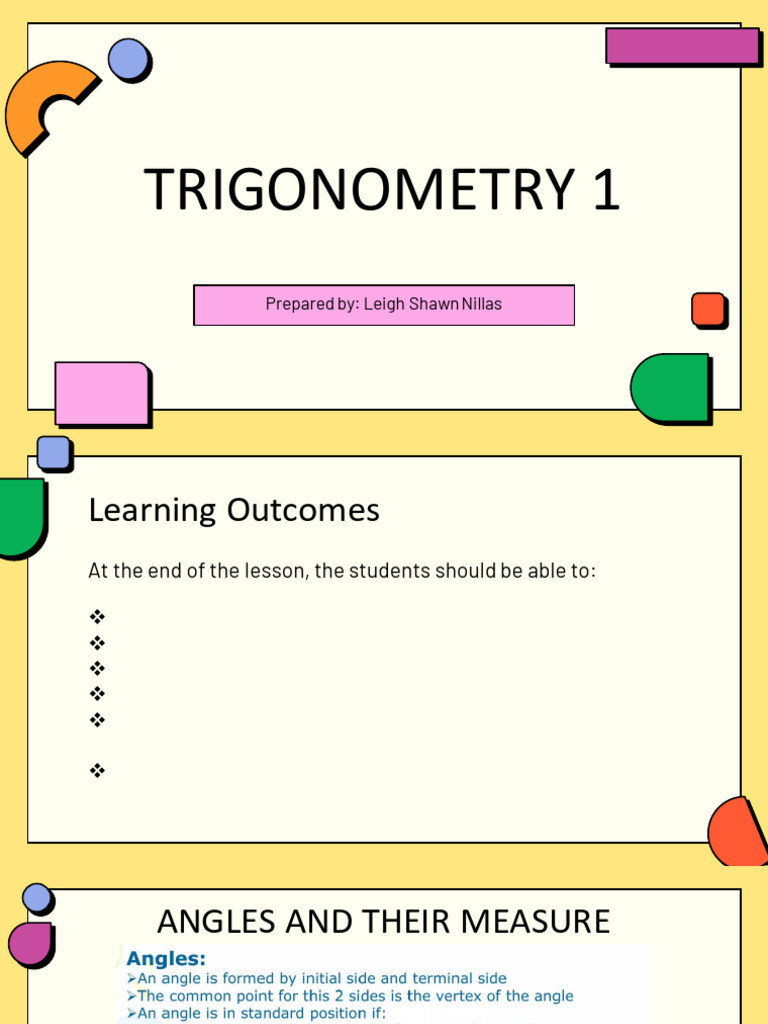 Trigonometry 1 Notes Pdf