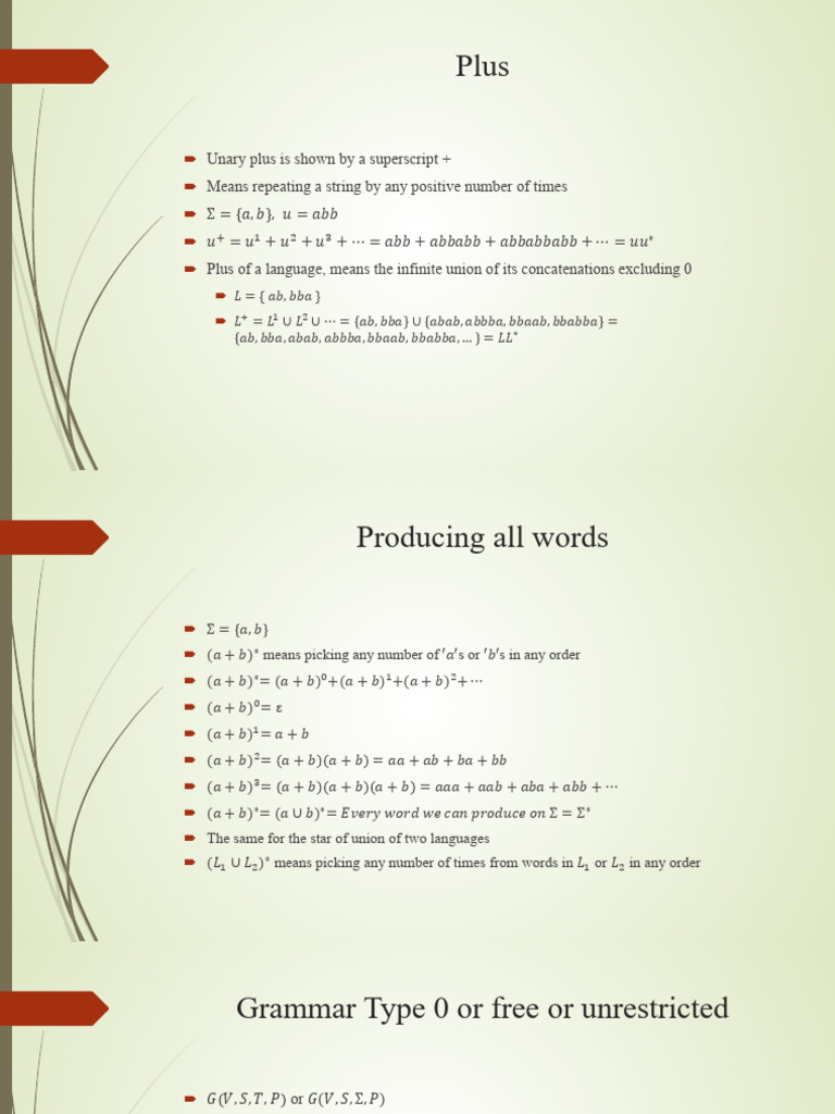Unary Plus Is Shown by A Superscript + Means Repeating A String by Any ...