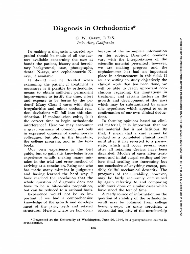 3 Diagnostic in Orthodontic The Angle Orthodontic | PDF