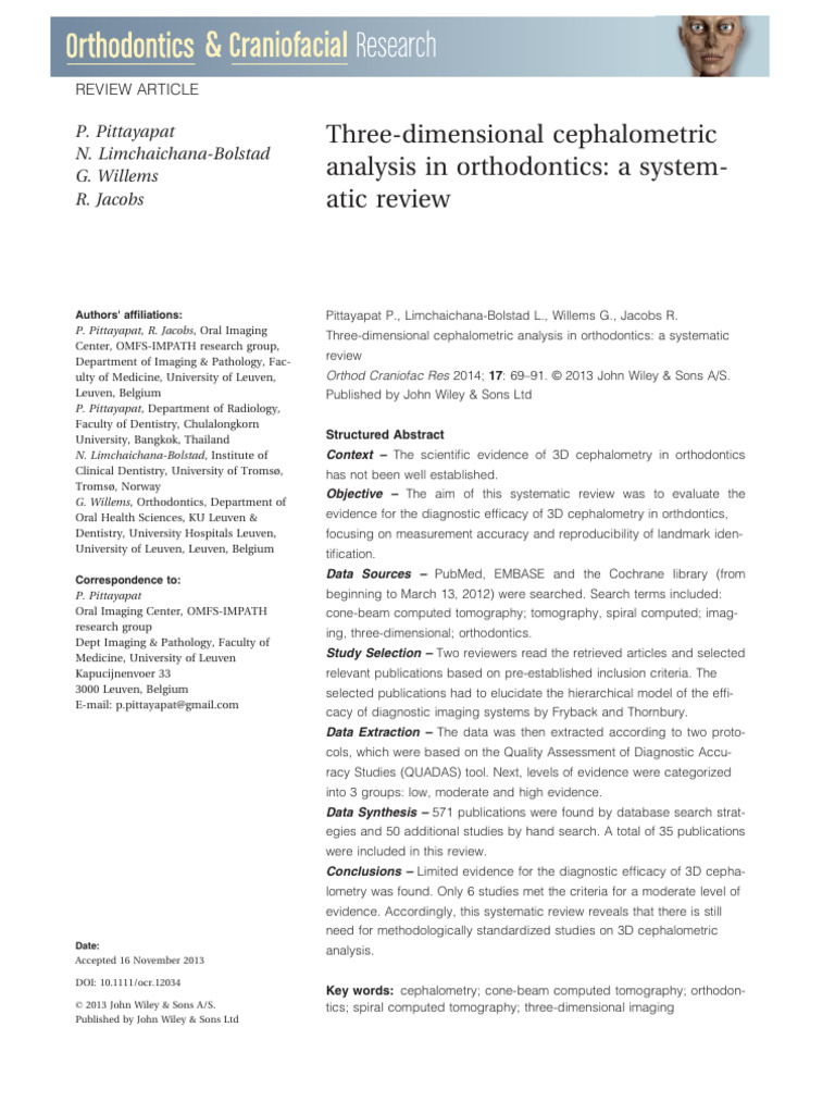 4° Three-Dimensional Cephalometric | PDF | Systematic Review | Science