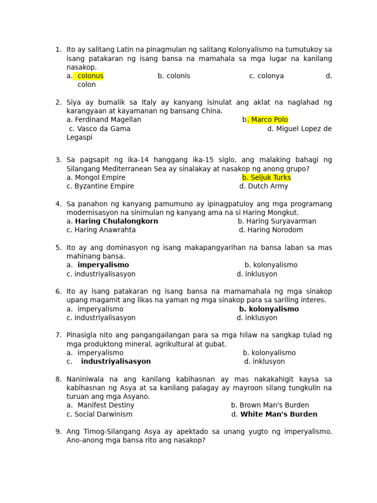 2nd Quarter Exam AP 7 | PDF