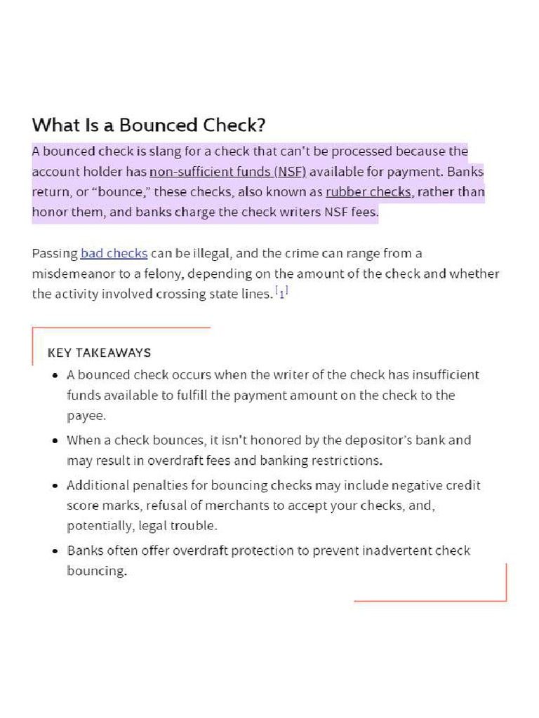 bouncing checks | PDF