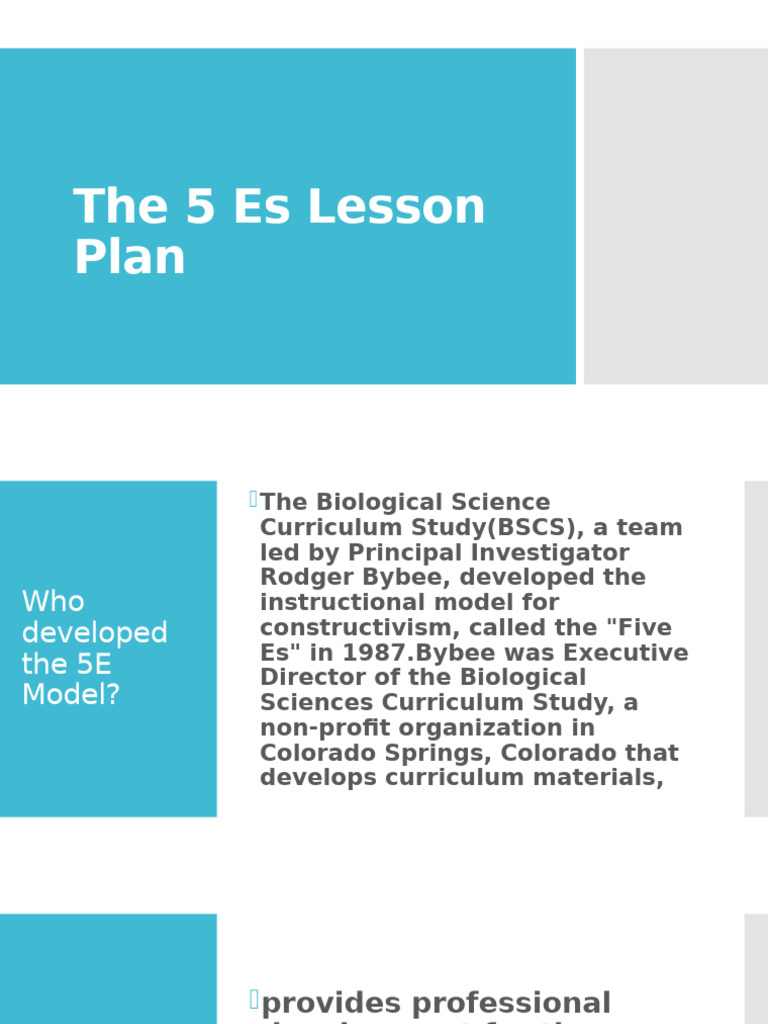 The 5 E Lesson Plan | PDF | Evaluation | Learning