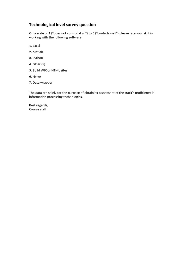 Proficiency Survey | PDF