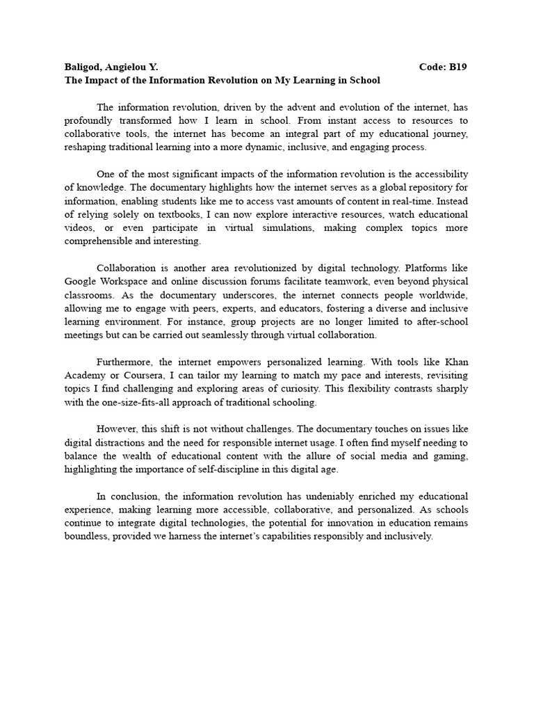 Baligod Learning Task1 (STS) | PDF | Internet | Collaboration