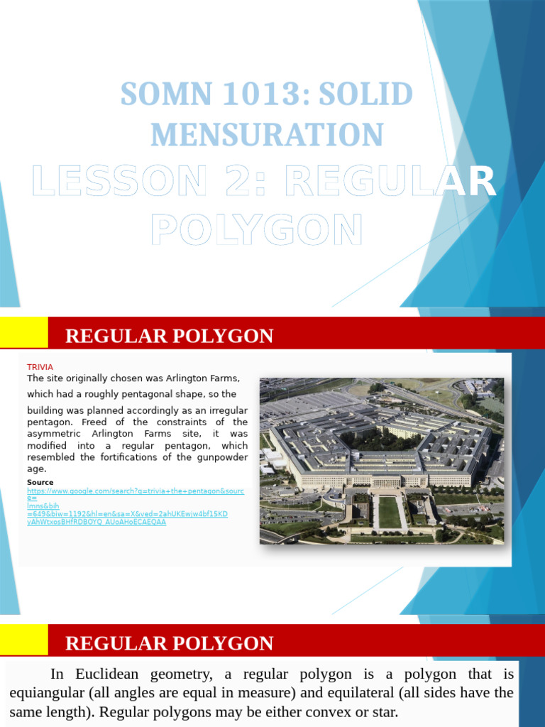 Prelim Lesson 2 Regular Polygon | PDF | Polygon | Area