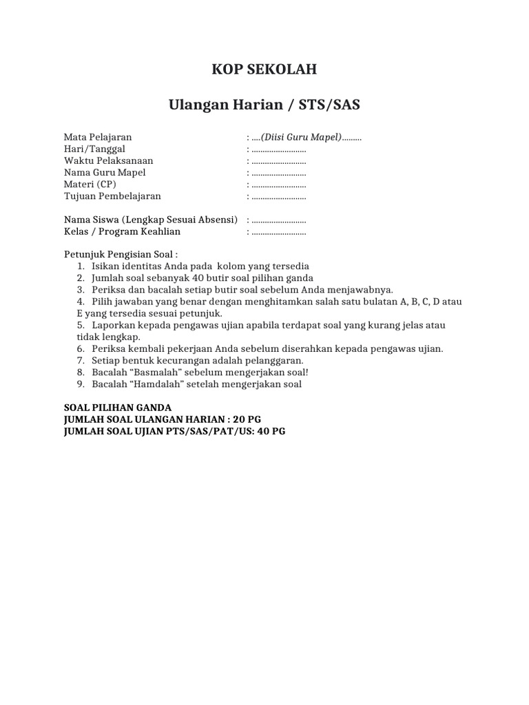 Templet Umum Mapel Gform | PDF