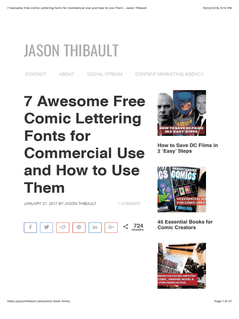 Free Comic Lettering Fonts Guide | PDF | Typography | Comics