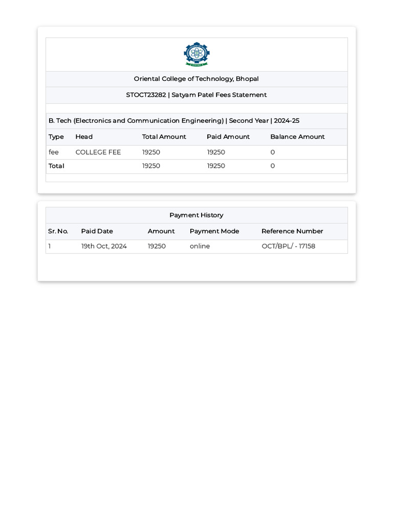 Satyam Fee Statement | PDF
