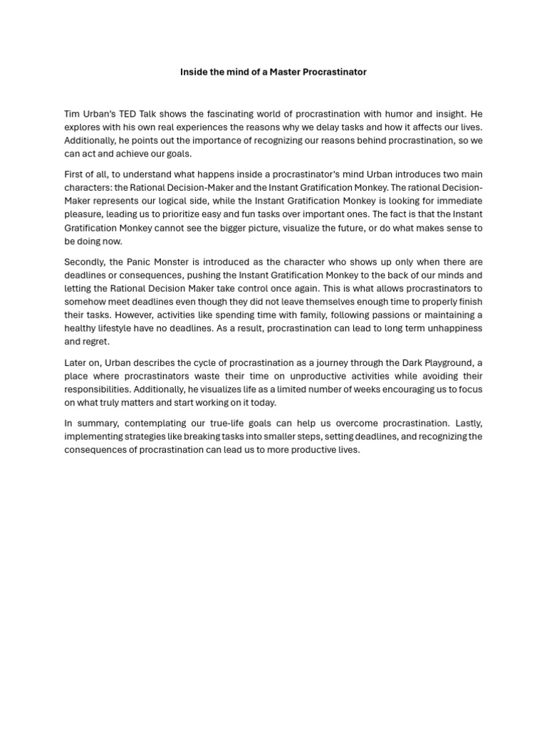 Inside The Mind of A Master Procrastinator 2 | PDF