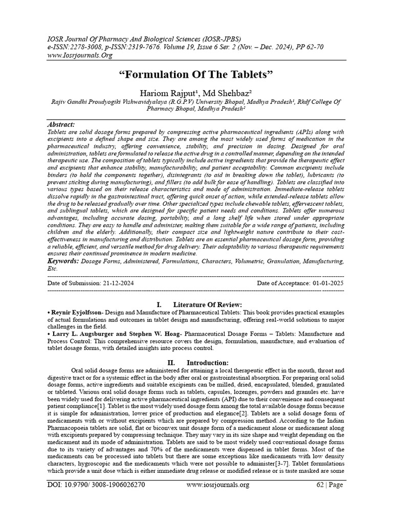 Tablet Formulation Techniques Explained | PDF | Tablet (Pharmacy ...