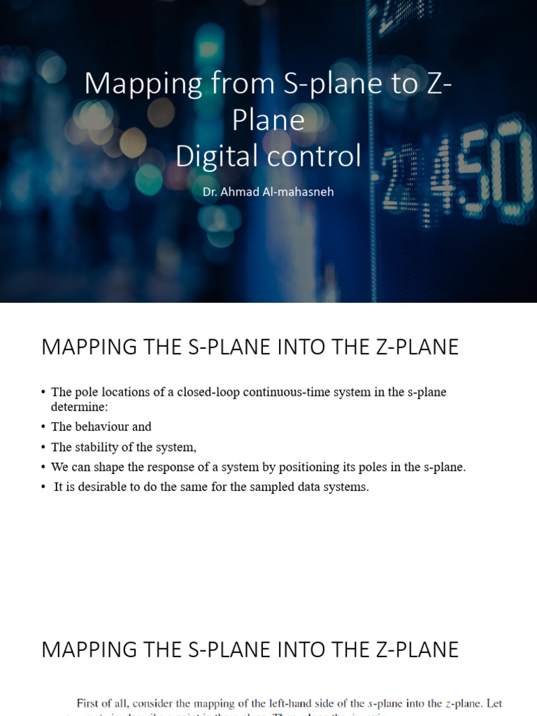Lecture 11 Mapping s Plane to z Plane Digital Control s1!21!22 Final | PDF