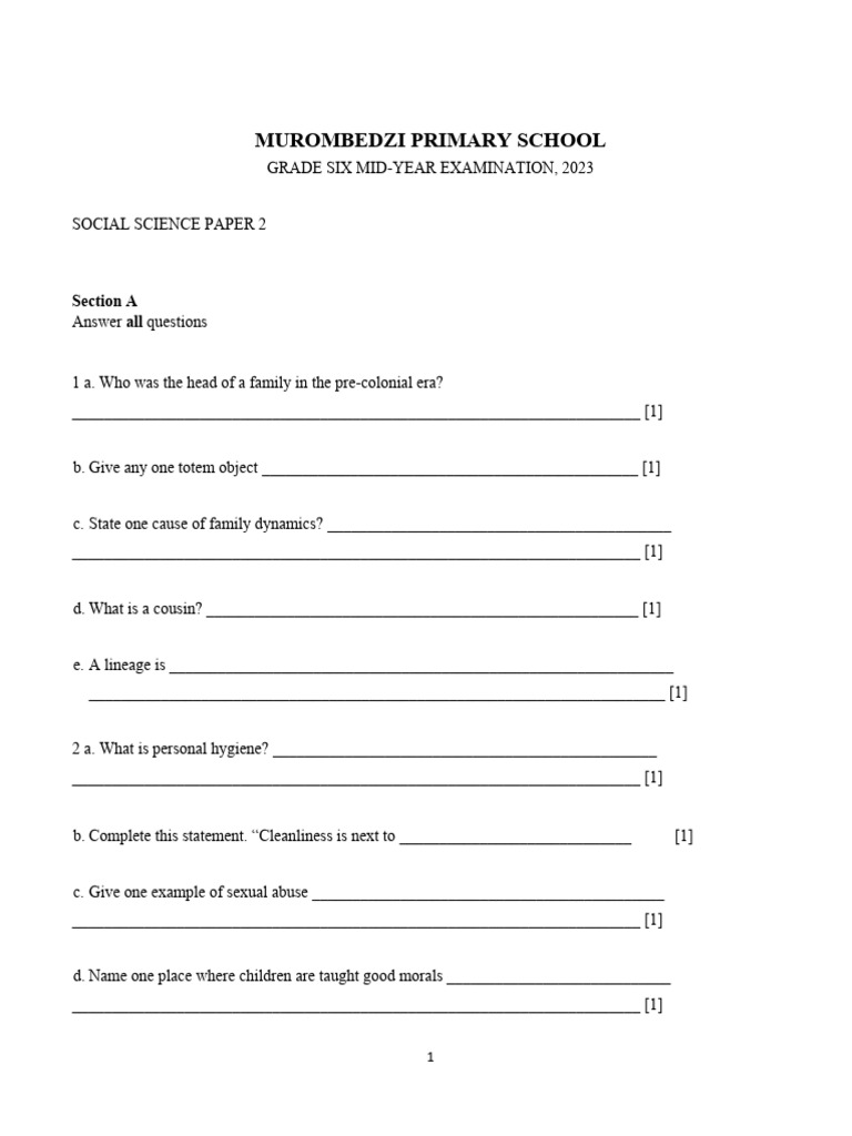 Grade 6 Paper 2 Social Science | PDF | Jesus