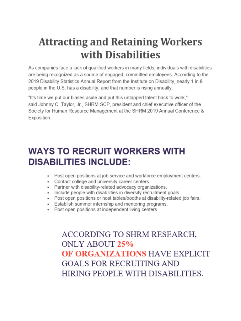 Attracting and Retaining Workers With Disabilities (SHRM - Org ...
