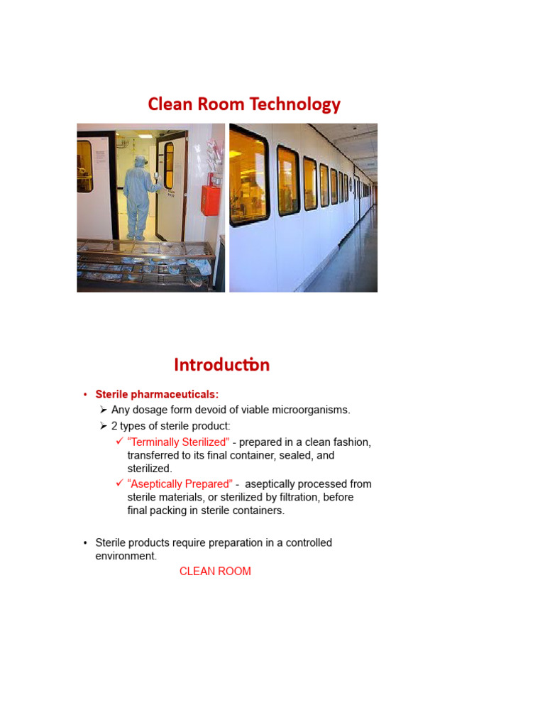 Clean Room Technology-1 | PDF | Filtration | Sterilization (Microbiology)