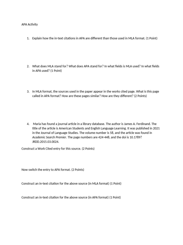 APA Activity 1 | PDF