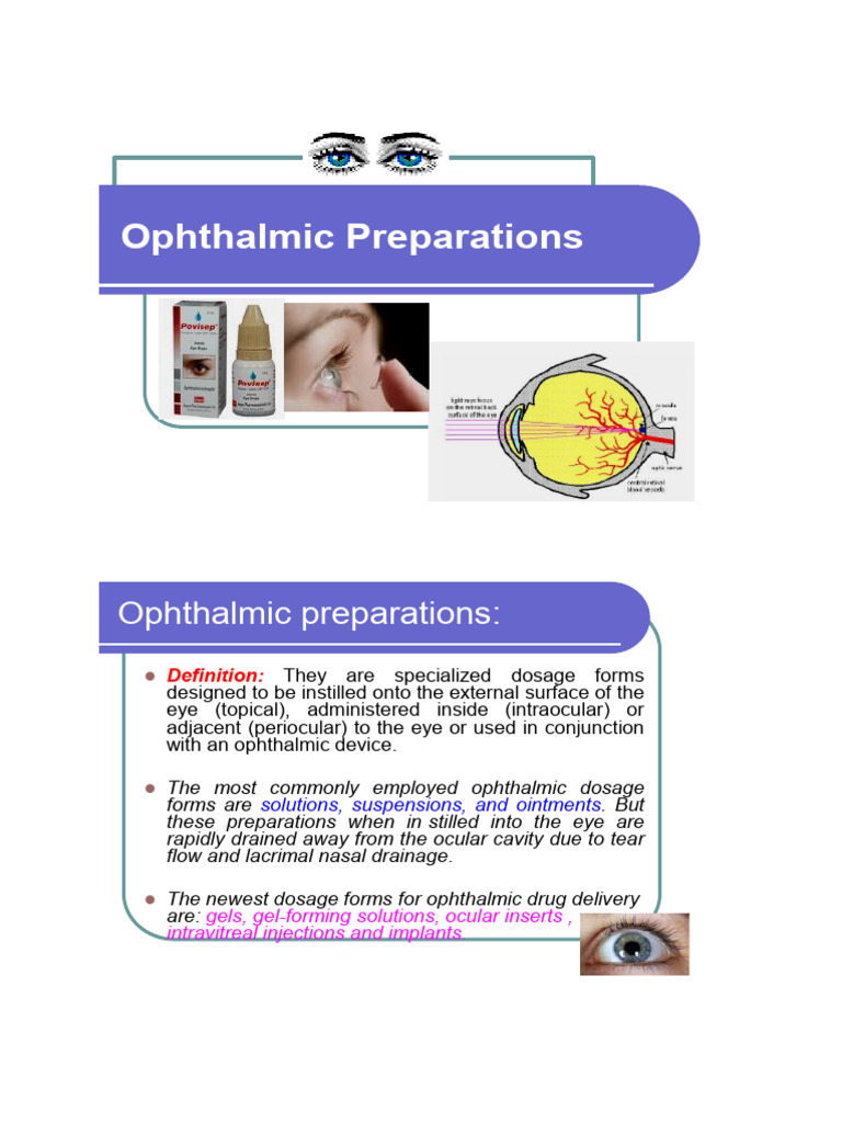 Ophthalmic Preparations-1 | PDF | Human Eye | Eye
