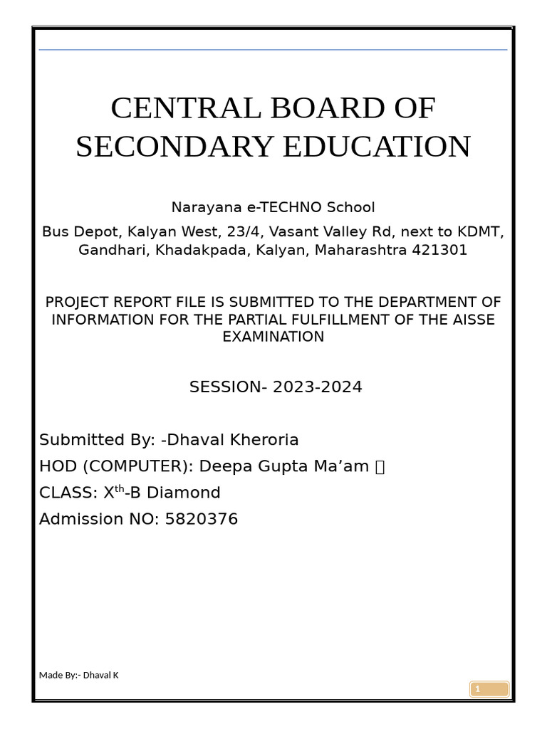 IT Project (CBSE) | PDF | Integer (Computer Science) | Computer Data