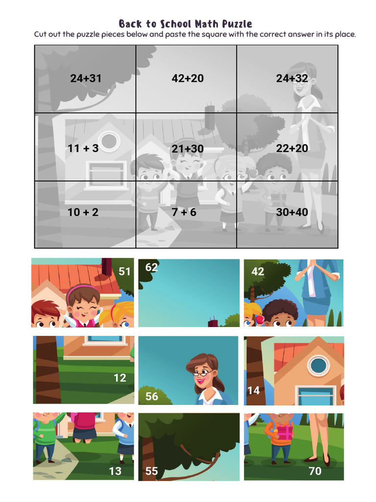Back To School Math Puzzle Worksheet | PDF