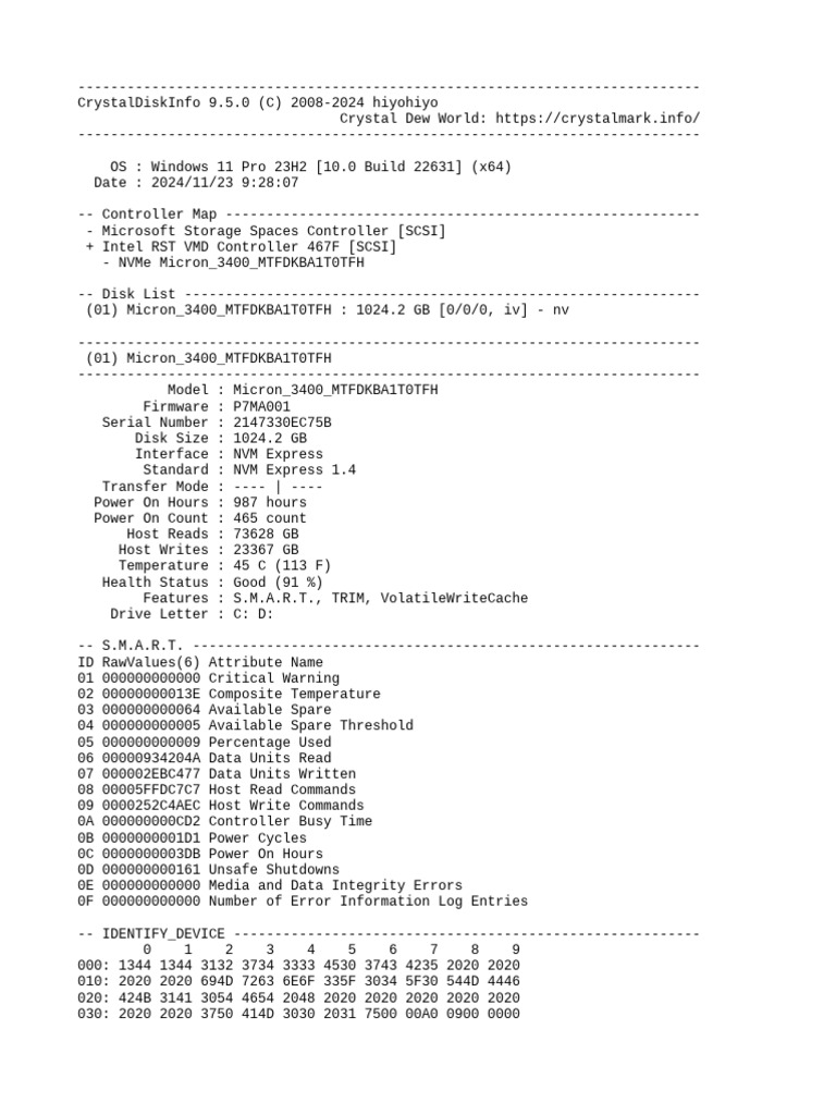 CrystalDiskInfo_20241123092759 | PDF | Computer Engineering | Computer Hardware