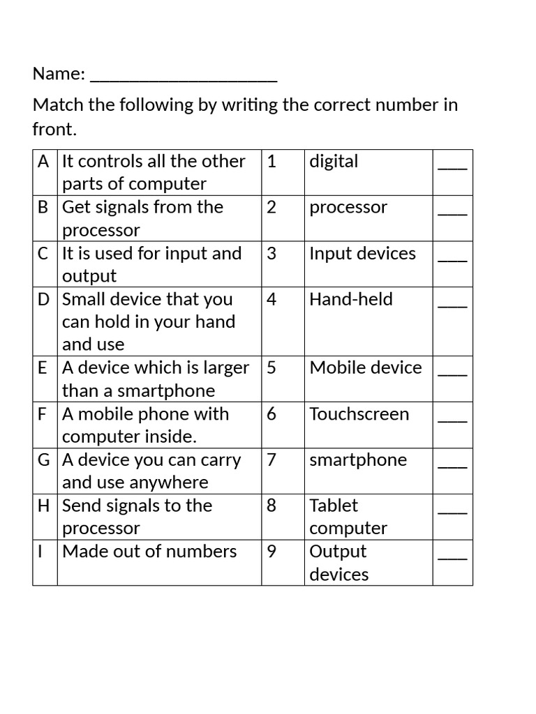 Matching Digital Devices Definition | PDF