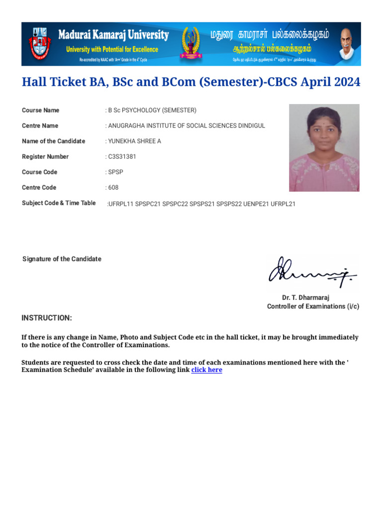 Nekha Hallticket | PDF