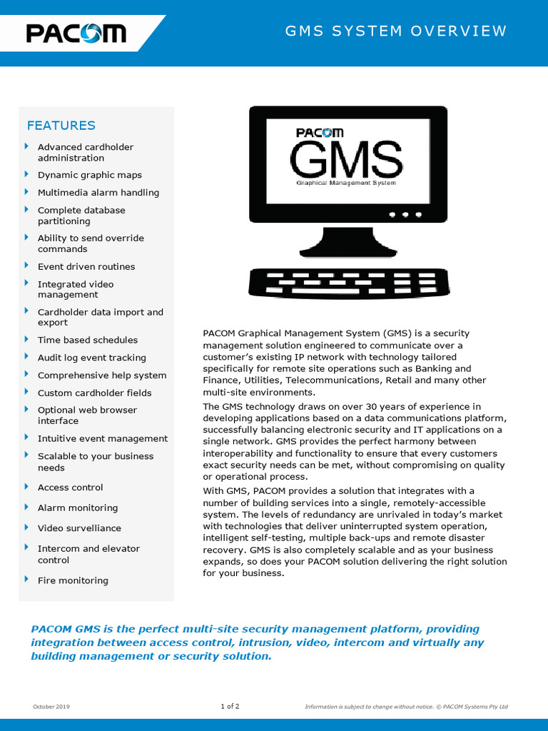 PACOM GMS Security Management Overview | PDF | Server (Computing ...