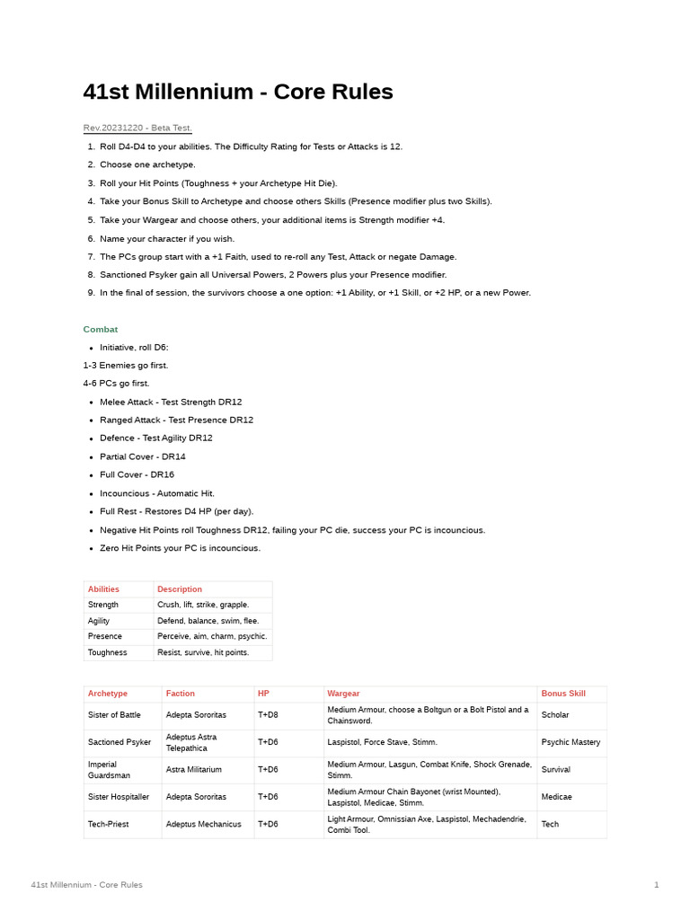 41st Millennium - Core Rules Rev20231220 | PDF