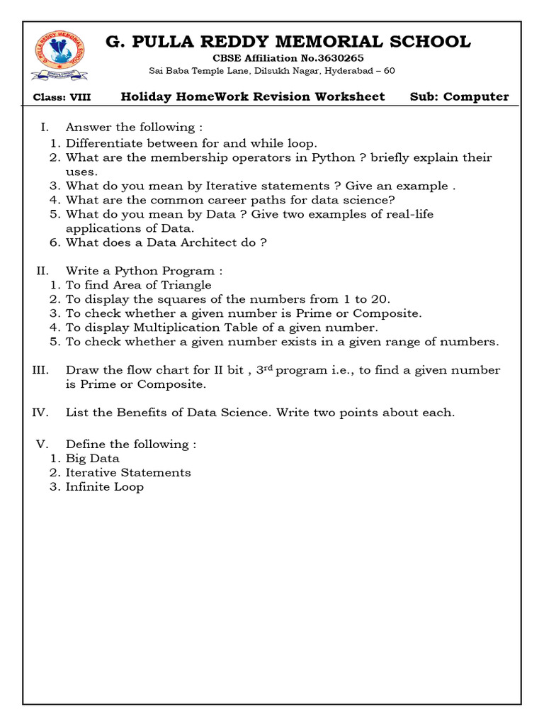 Grade8 Revision WS | PDF