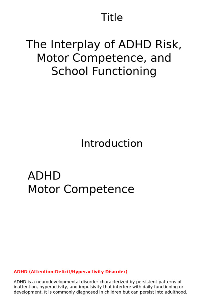 Adhd Risk On Motor Proficiency | PDF | Attention Deficit Hyperactivity Disorder | Cognitive Science