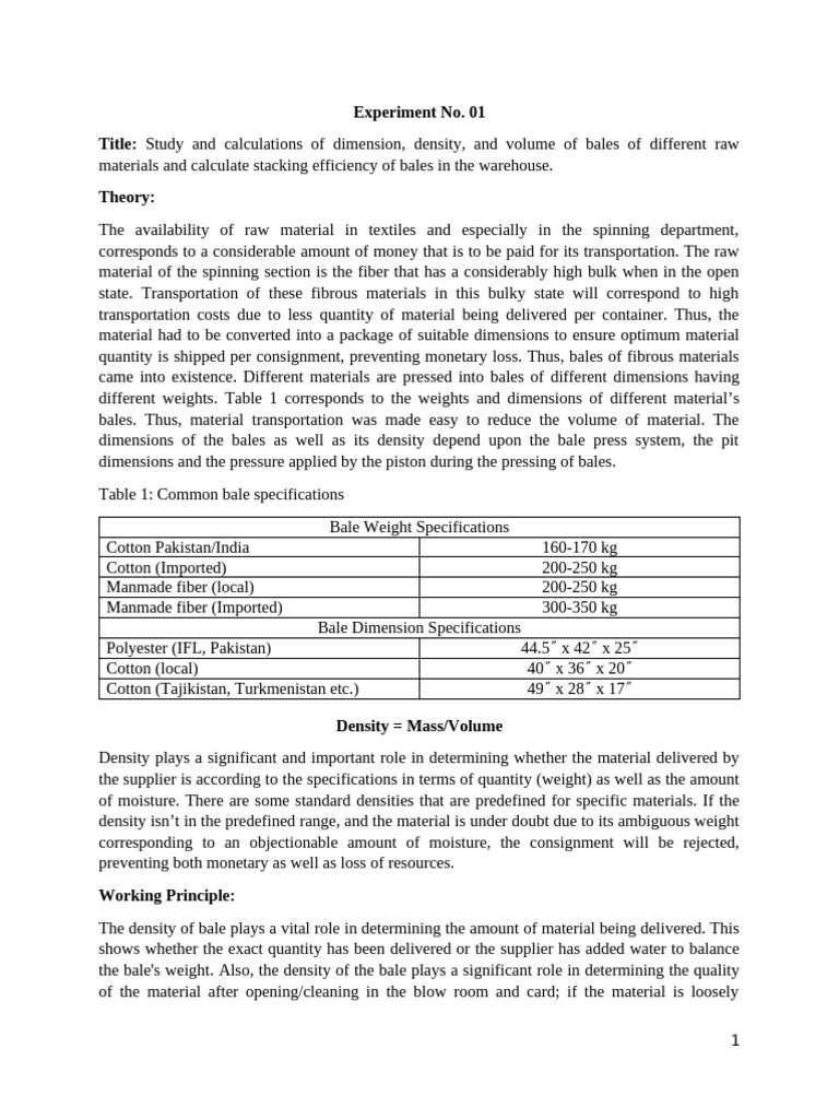 YM 4011 lab reports | PDF | Yarn | Wool Bale