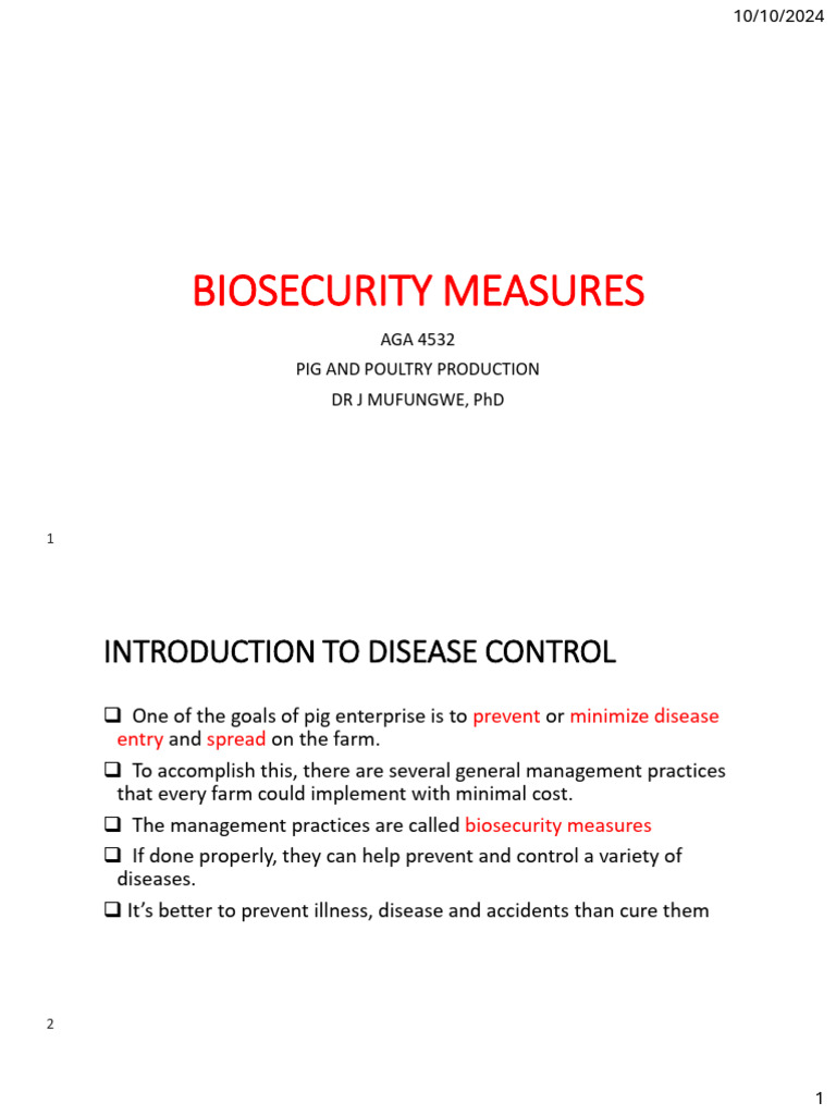 Essential Biosecurity for Pig Farms | PDF | Quarantine | Pig