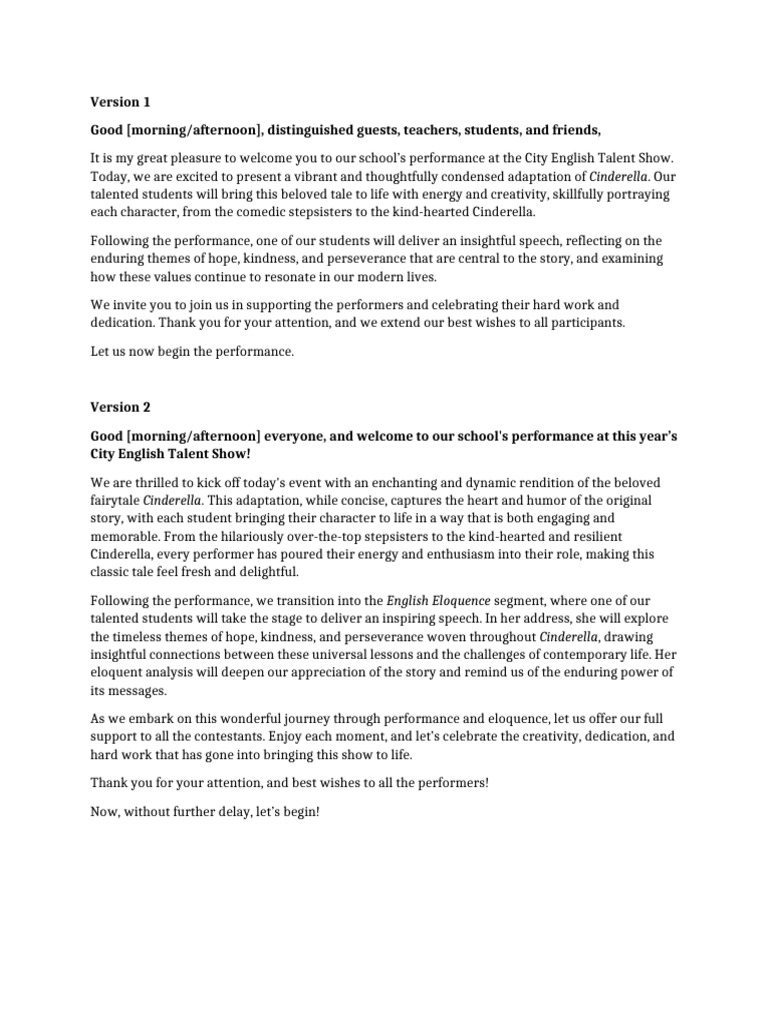 The Inaugural Address of The English Oratory Contest | PDF