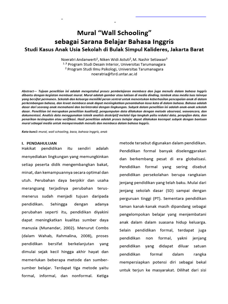Sebagai Sarana Belajar Bahasa Inggris: Mural "Wall Schooling" | PDF
