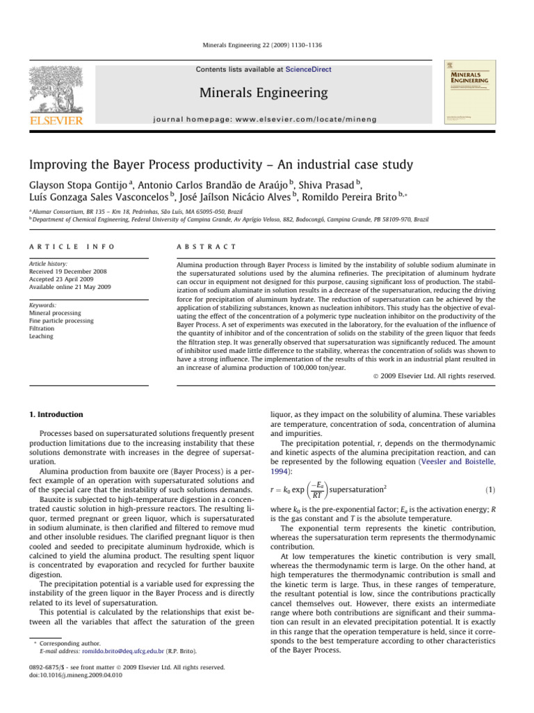 Improving The Bayer Process Productivity-Edited | PDF | Chemistry ...