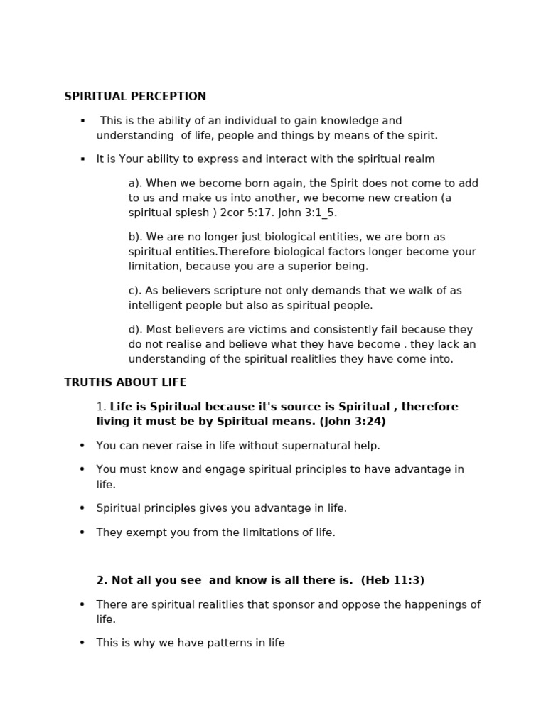 Understanding Spiritual Perception | PDF