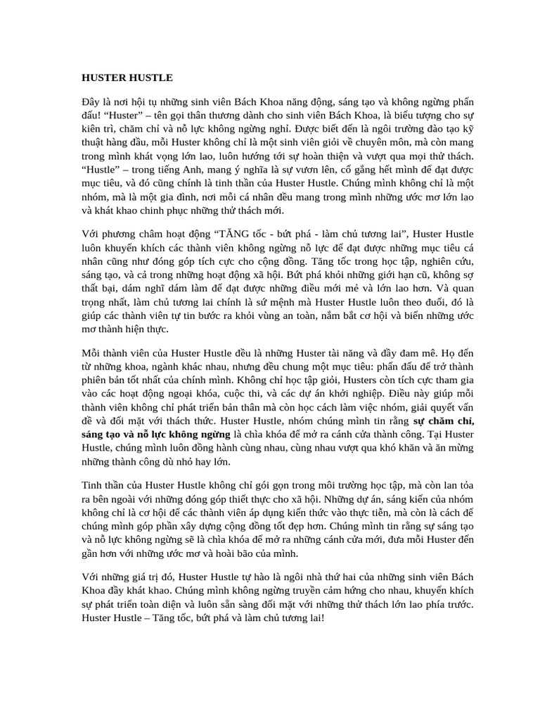 Huster Hustle | PDF