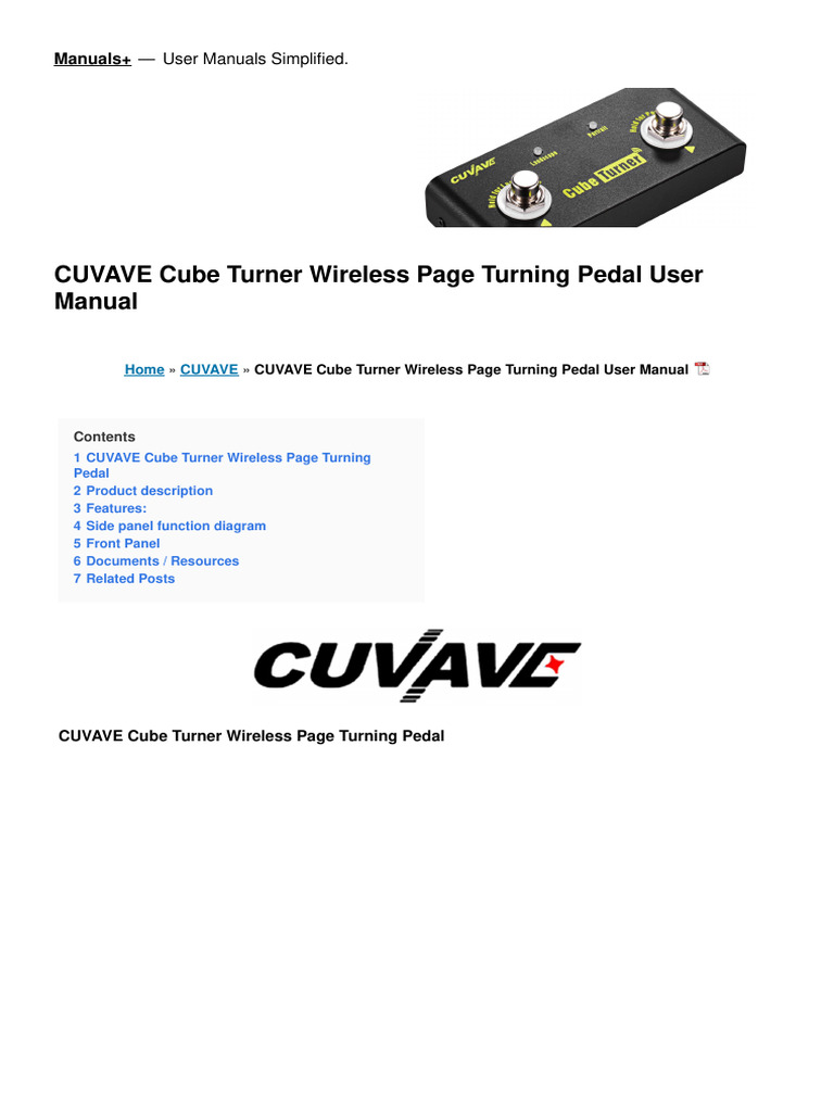 CUVAVE Cube Turner User Manual | PDF | Wireless | Usb